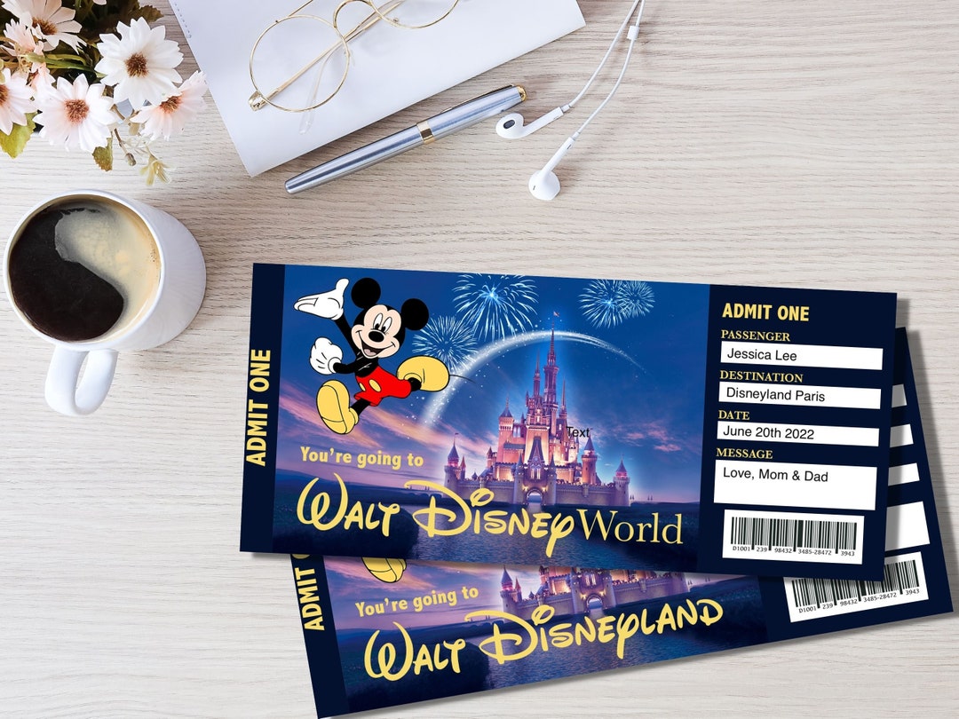 Disneyworld Ticket Printable Surprise Reveal Announcement, Mickey Mouse ...