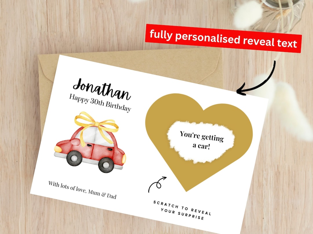 You're Getting a CAR, Surprise Reveal Card, Happy 30th Birthday ...