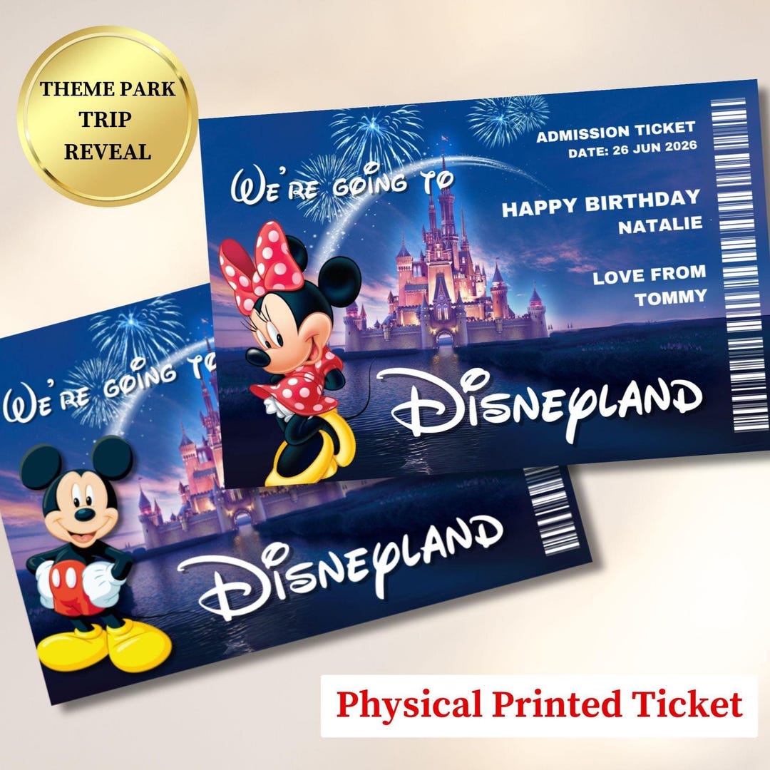 Personalized Disneyland Trip Surprise Reveal Ticket, Disney World Park ...
