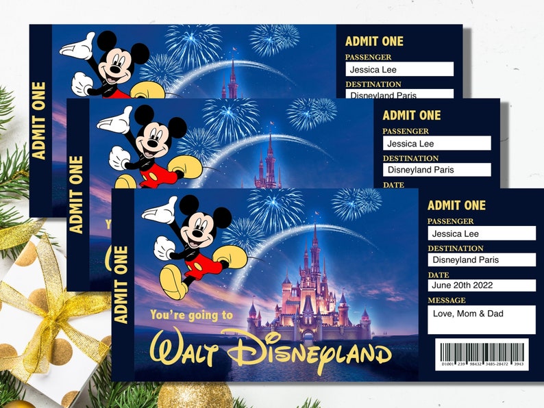 Personalised Handprinted Disneyworld Ticket Theme Park - Etsy UK