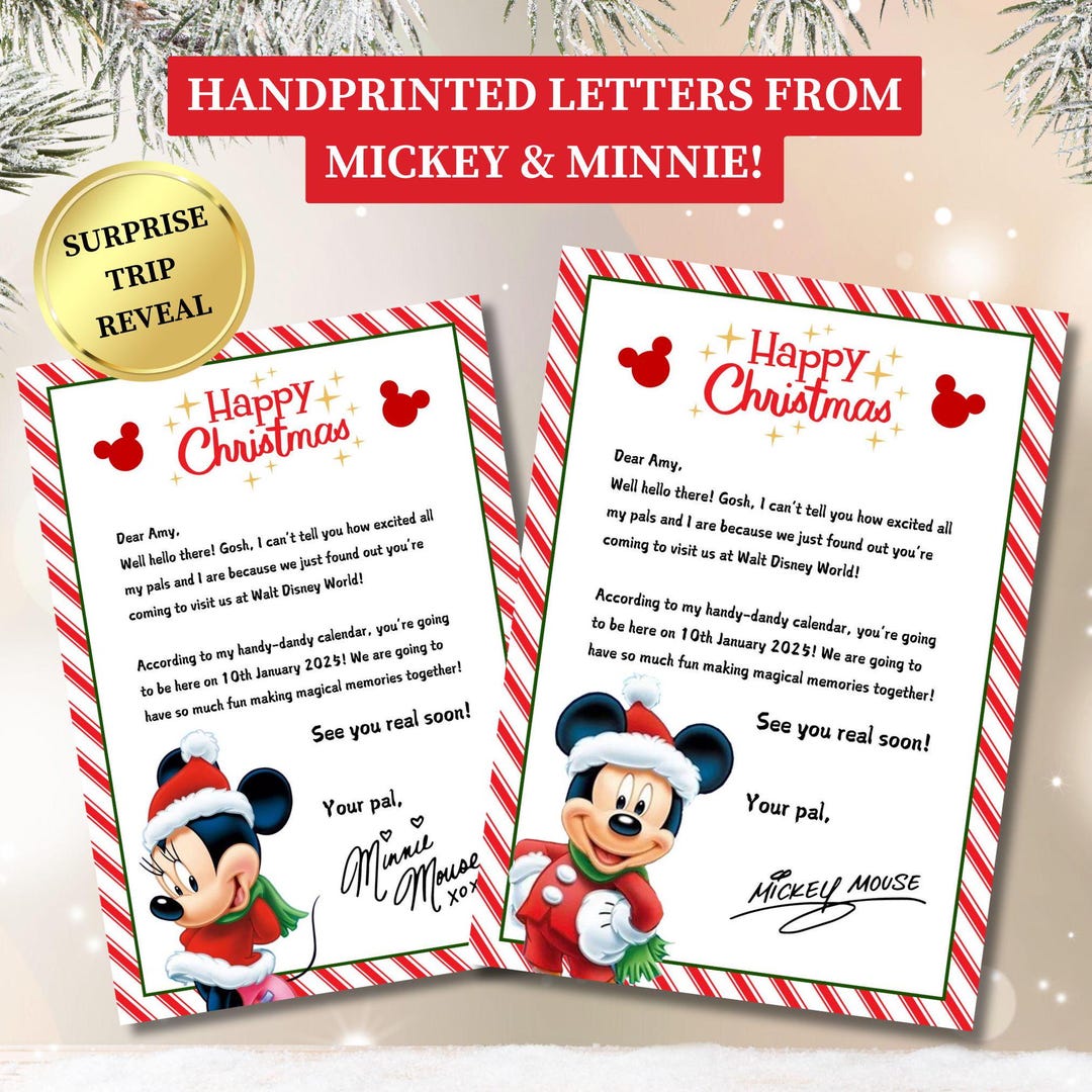 Christmas Letter From Mickey Mouse Disney Land, Kids My First Trip to ...