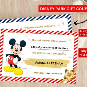 Disneyland Ticket Printable Surprise Spend Gift Coupons Vouchers Disney ...