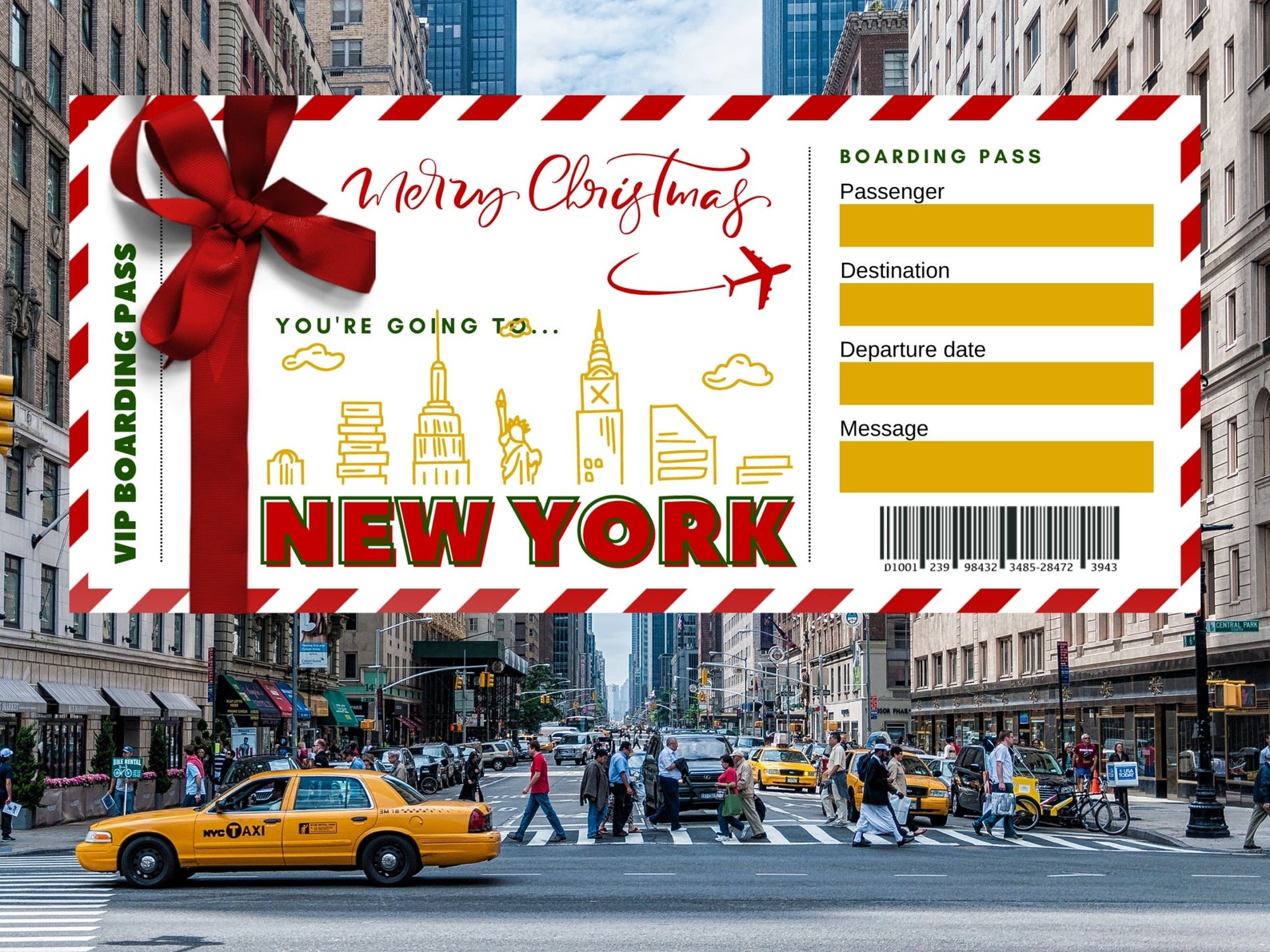 Christmas Surprise New York Travel Ticket Printable Surprise - Etsy UK