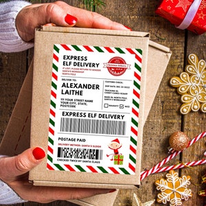 Elf Mail Shipping Labels North Pole Stickers Kids Santa Gift Tag ...