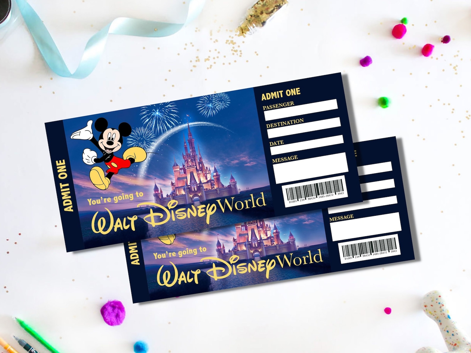 Disneyworld Ticket Printable Surprise Reveal Announcement - Etsy