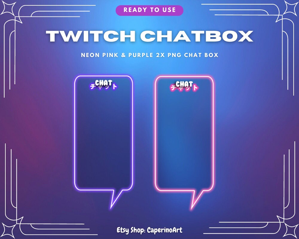 Purple and Pink Neon Chat Box 2 in a Pack Twitch Chat - Etsy