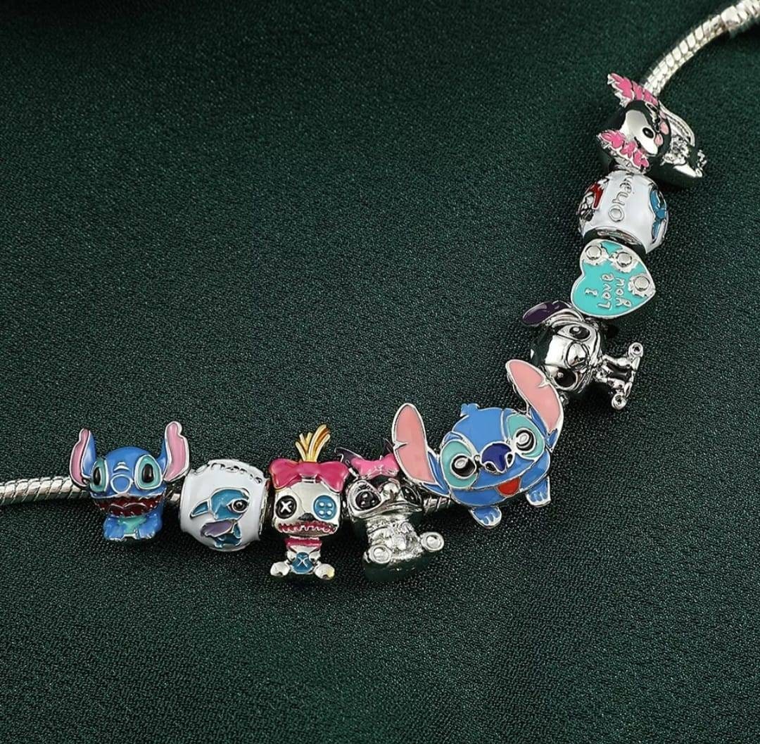 Disney Lilo& Stitch Charm Bracelet With 9 Charms Set - Etsy