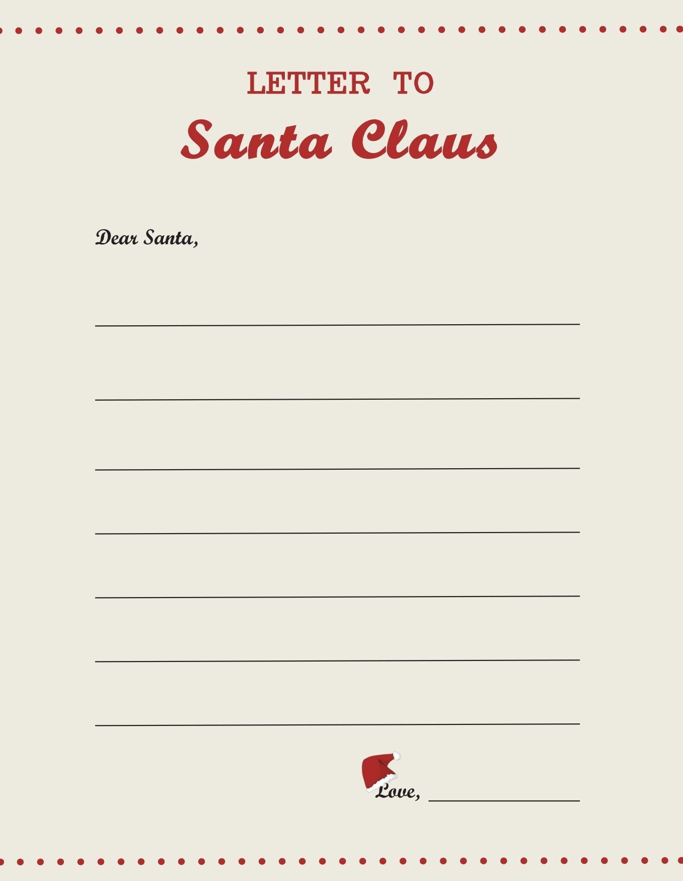 Letter to Santa Claus Printable File - Etsy