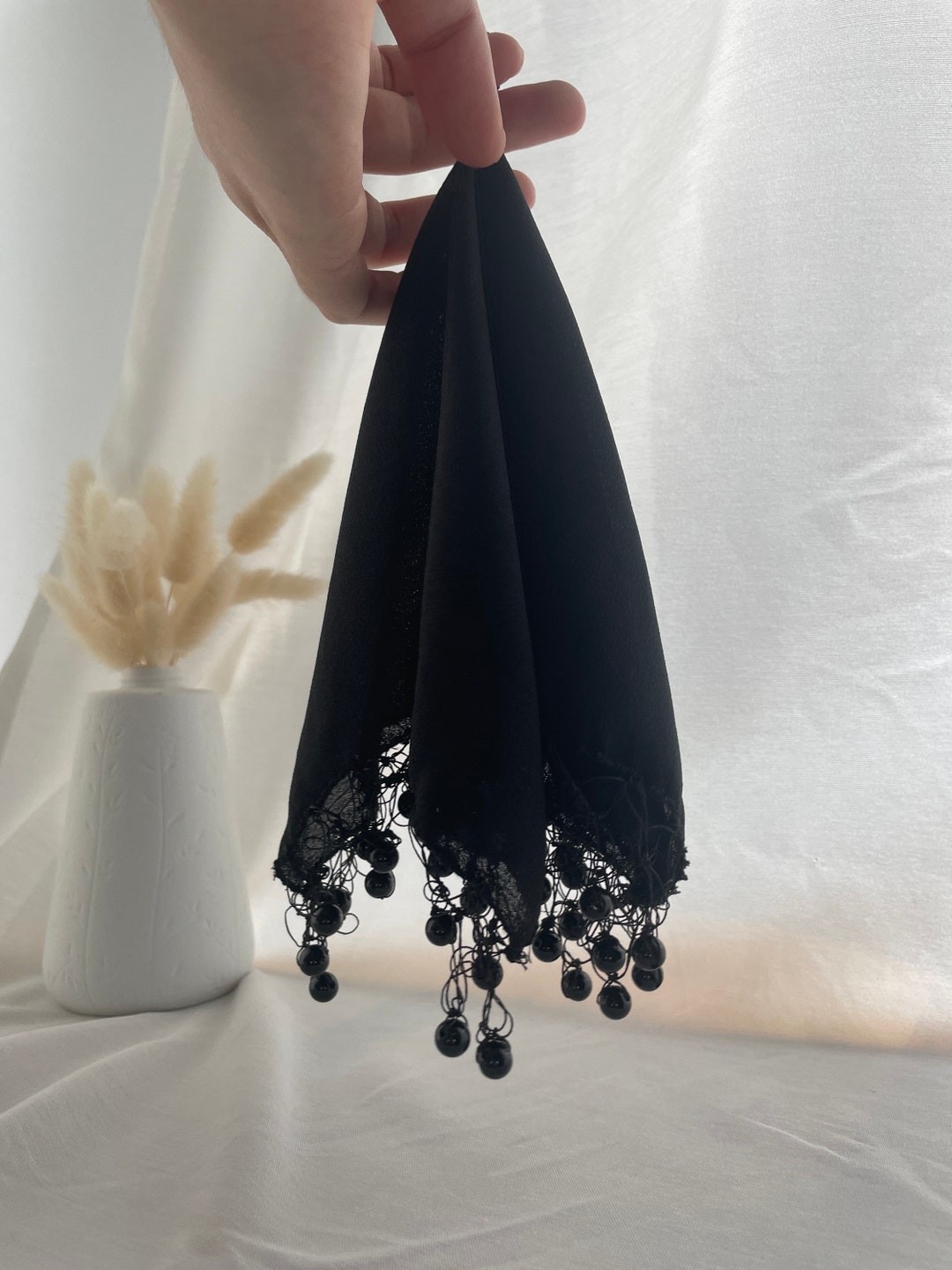 Black Pearls Wedding Handkerchief / Dance Handkerchief / Dance Towel ...