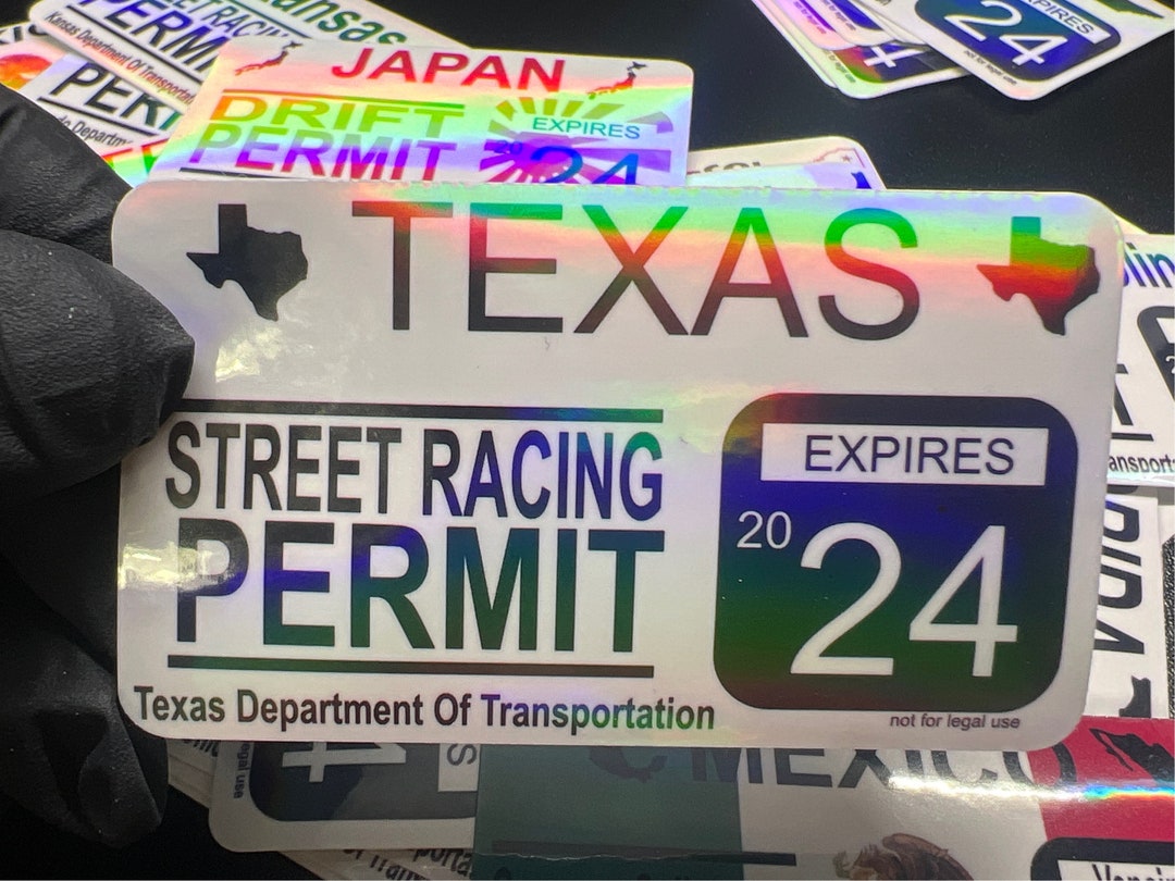 Texas Street Racing Permit Decal Racing Decal Racing - Etsy