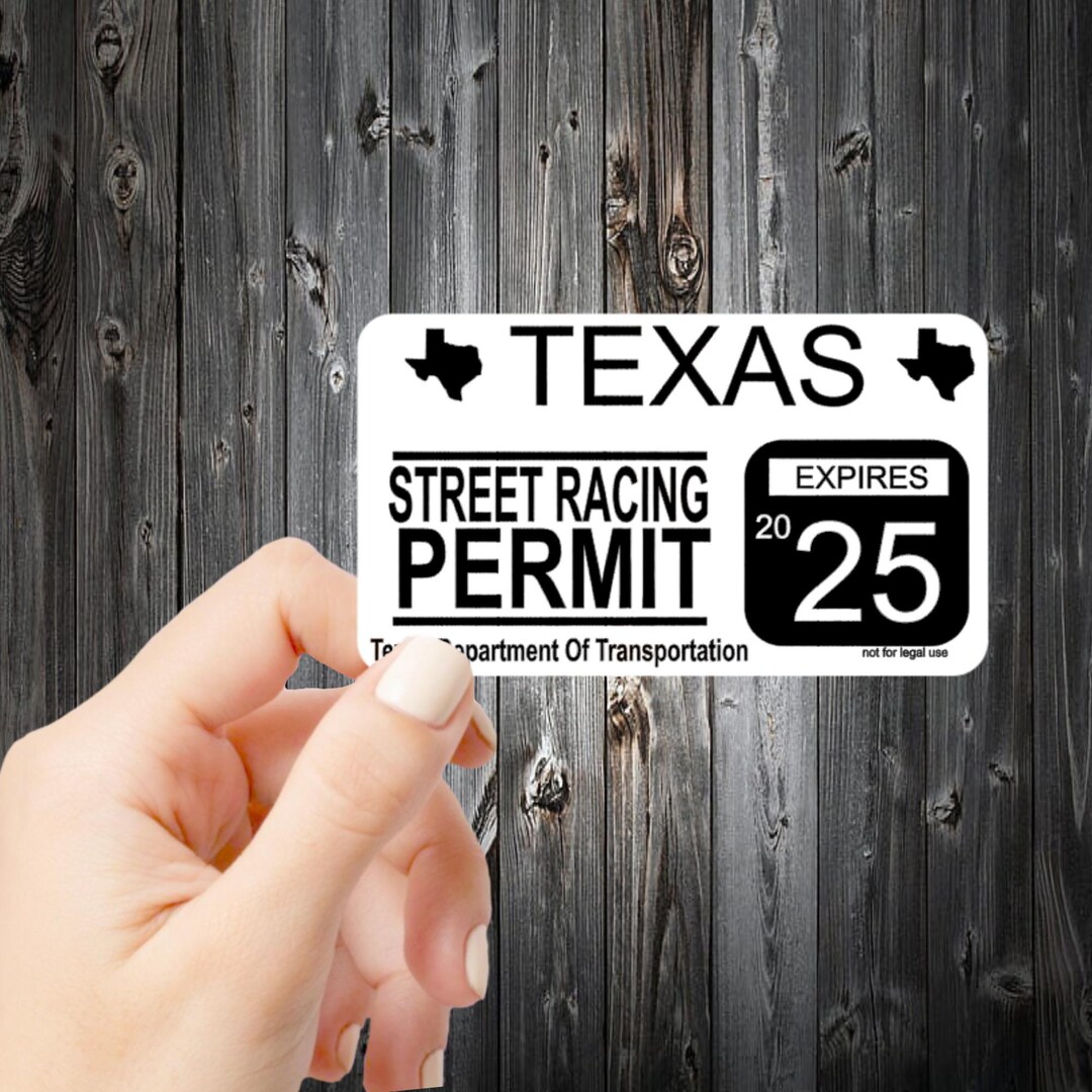 Texas Street Racing Permit Decal | Racing Decal | Racing Sticker | Die ...