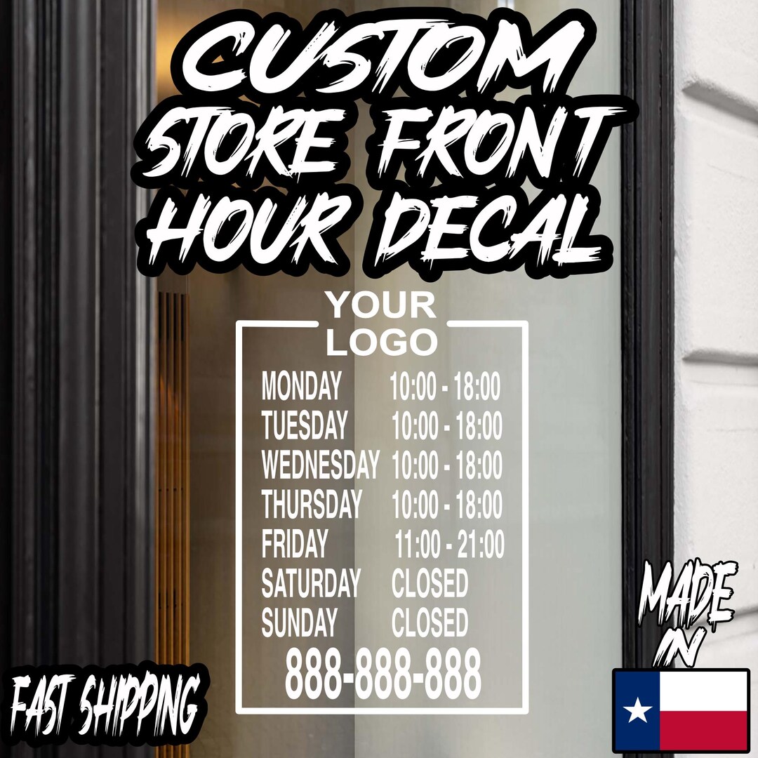 Storefront Buisness Hours Vinyl Decal Buisness Sticker Door Sticker ...