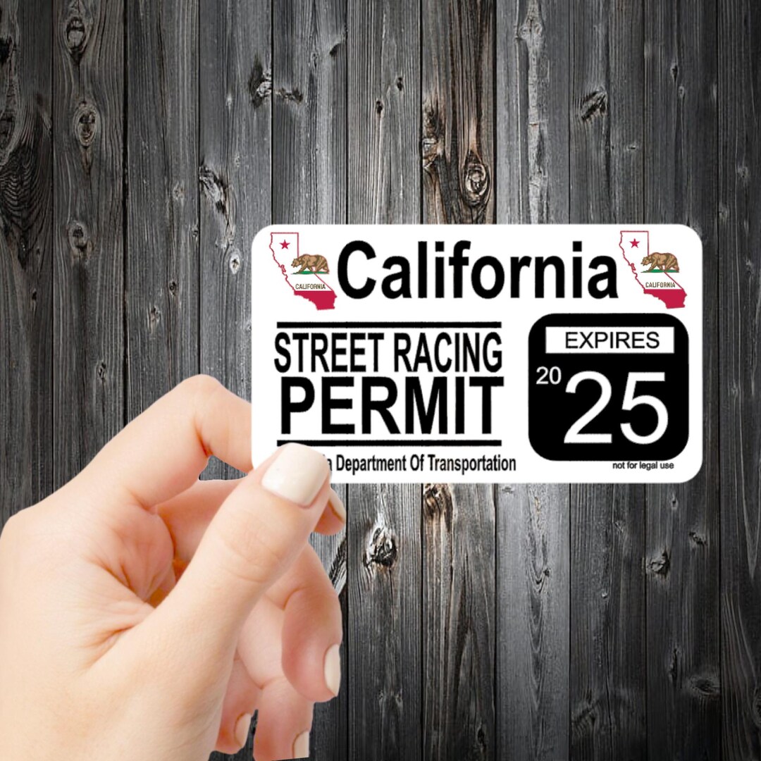 Califonia Street Racing Permit Decal | Racing Decal | Racing Sticker ...