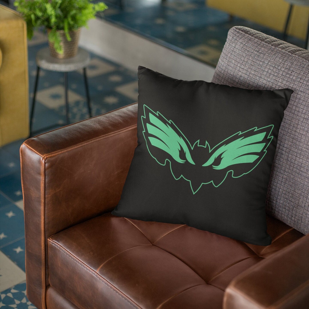 Philadelphia Eagles Bat Men Logo Spun Polyester Square 14x14 Pillow ...