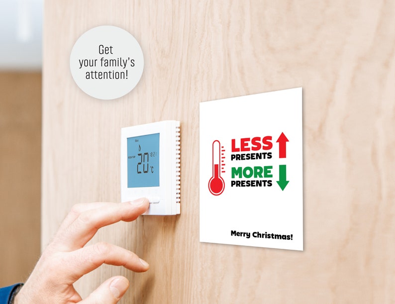 Printable Christmas Thermostat Sign | Funny Temperature Warning | Lower ...