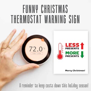 Printable Christmas Thermostat Sign | Funny Temperature Warning | Lower ...