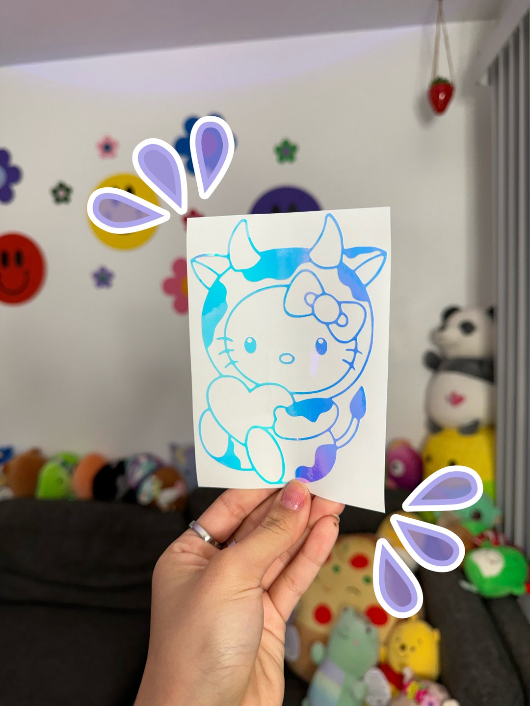 Cow Kitty Vinyl Decal | Cow Kitty | Cute Car Decal | Cute Car Sticker ...
