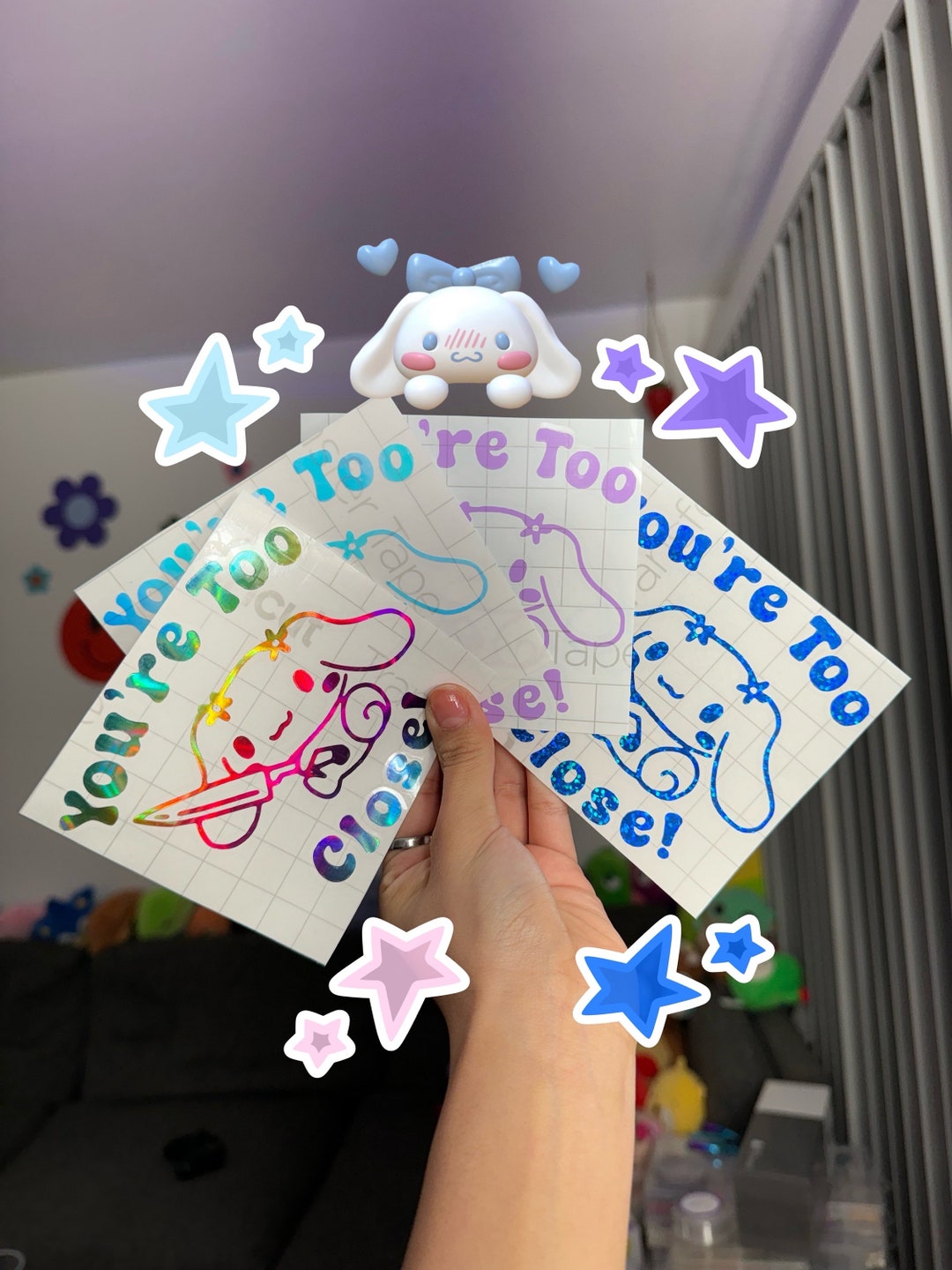 Youre Too Close Cinnamoroll Vinyl Decal Cute Car Sticker Cute Bumper ...