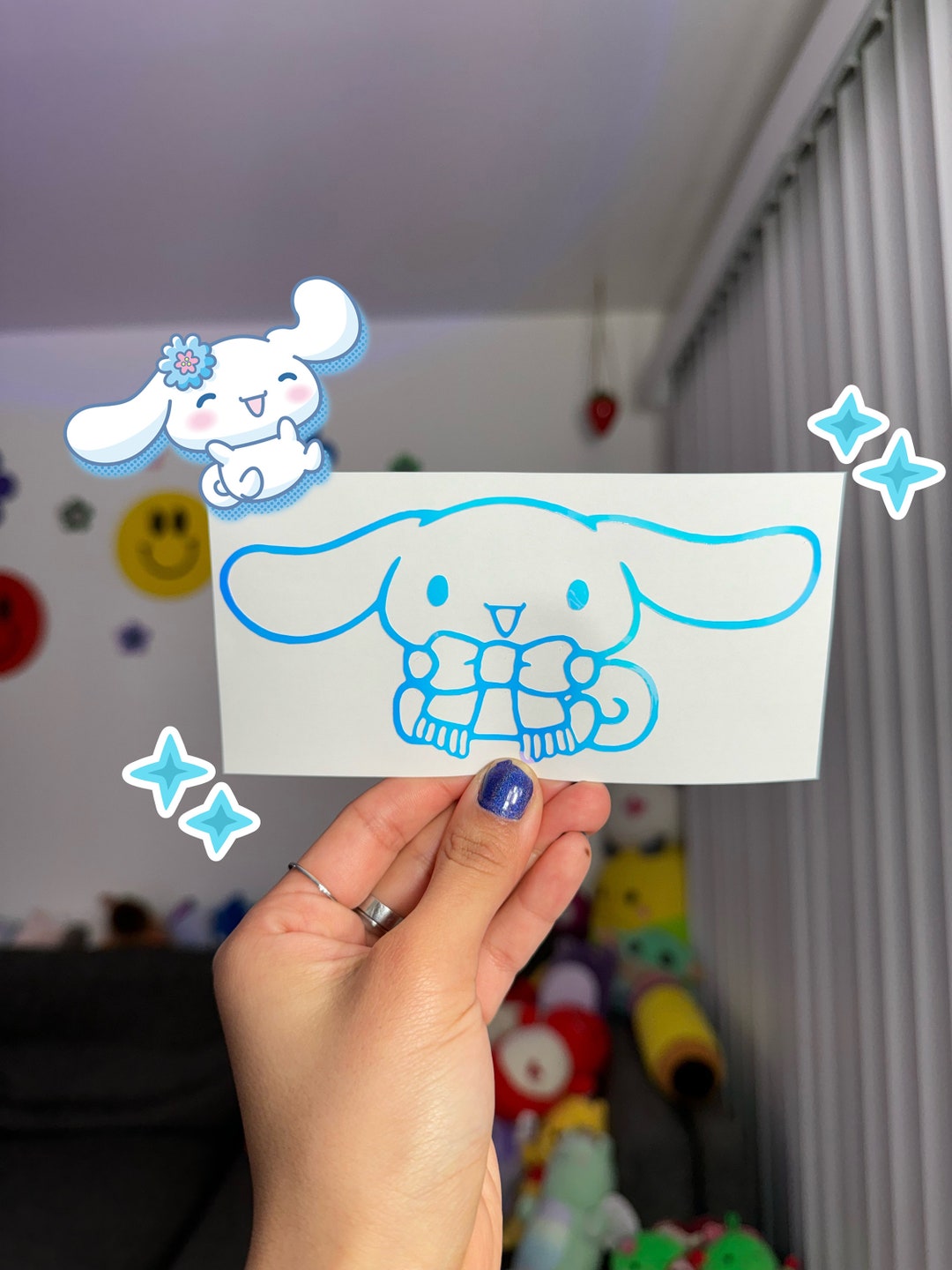 Cinnamoroll Bow Scarf Kawaii Vinyl Decal Cute Car Sticker Cute Bumper Sticker Cute Car ...