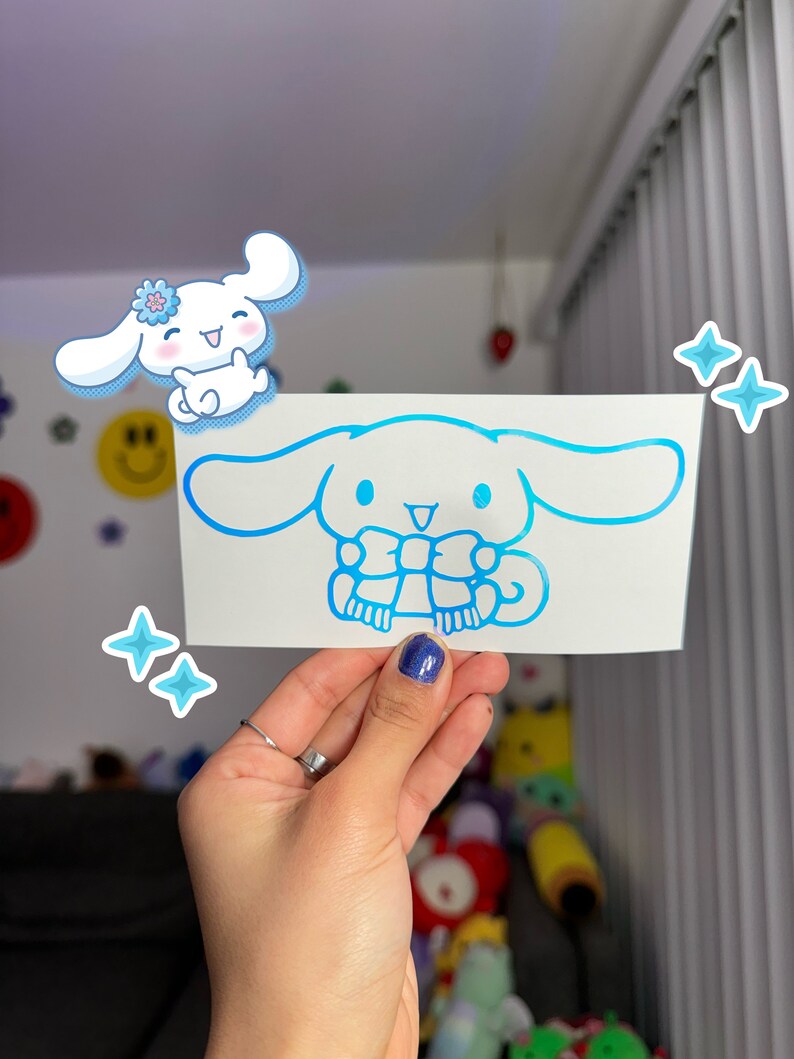 Cinnamoroll Bow Scarf Kawaii Vinyl Decal Cute Car Sticker Cute Bumper ...