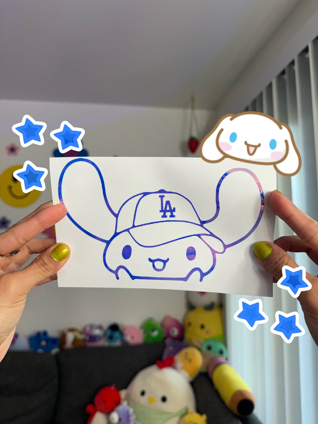 Cinnamoroll LA Dodgers Hat Vinyl Decal Cinnamoroll Los Angeles Dodgers ...