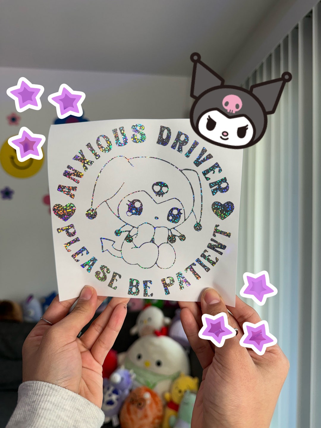 Kurommi Anxious Driver Decal Cute Car Sticker Cute Bumper Sticker ...