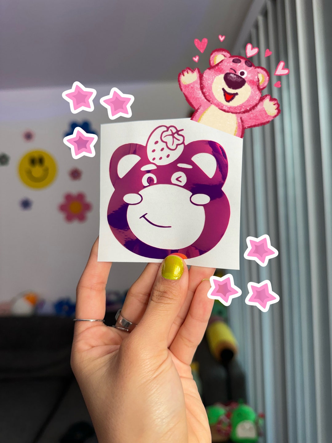 Lotso Strawberry Bear Vinyl Decal Cute Car Sticker Cute Bumper Sticker ...