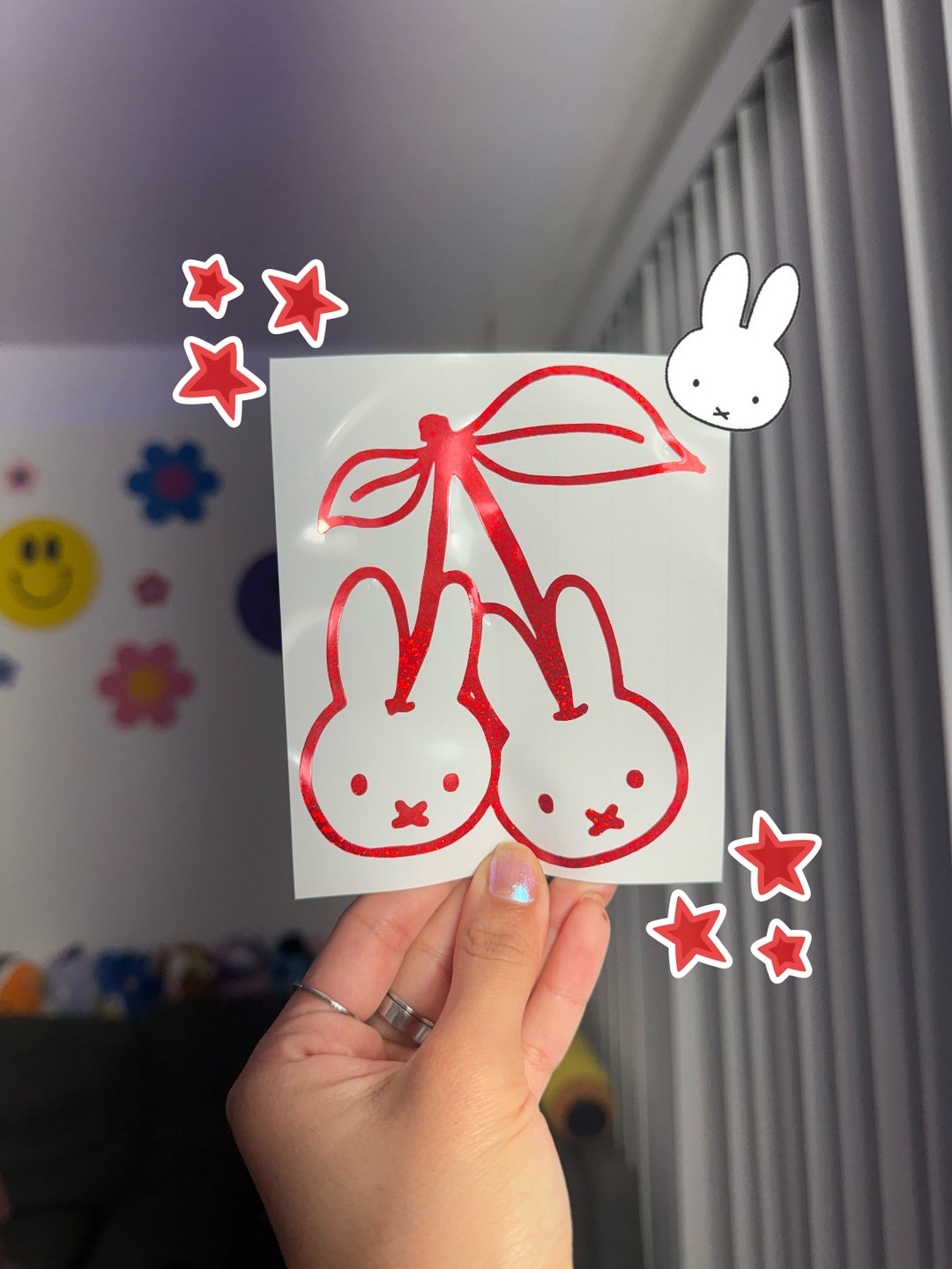 Mifffy Cherry Bunny Cuties Decal Cute Car Sticker Cute Bumper Sticker ...
