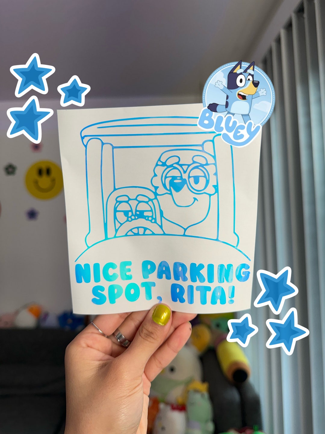 Bluey Nice Parking Spot, Rita Car Decal Bluey Vinyl Decal Cute Car ...