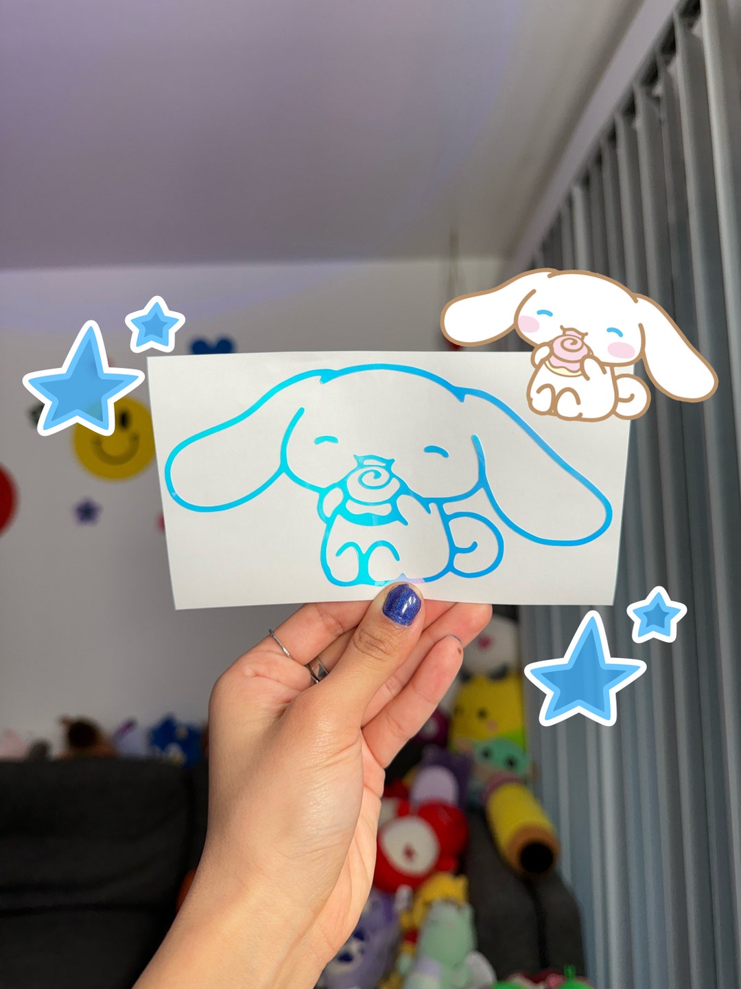 Cinnamonroll Eating Cinnabon Vinyl Decal Cute Car Sticker Cute Bumper ...