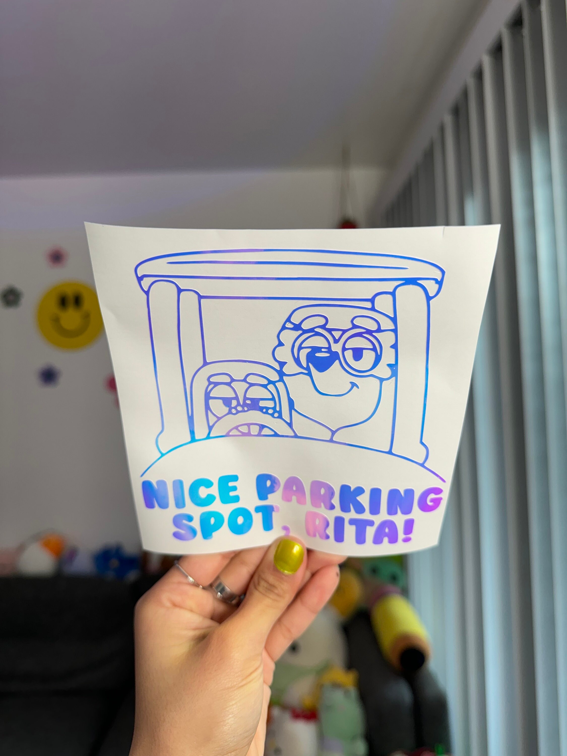 Bluey Nice Parking Spot, Rita Car Decal Bluey Vinyl Decal Cute Car ...