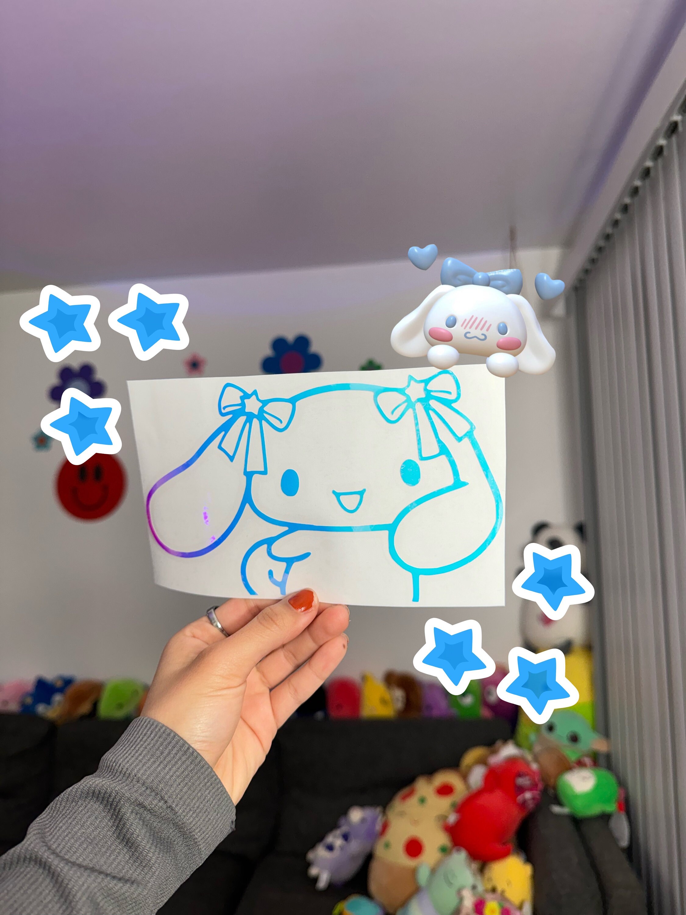 Cinnamonroll Peeker Decal Cinnamoroll Sticker Sanrio Sanrio Stickers Cute Car Decals Cute Bumper ...