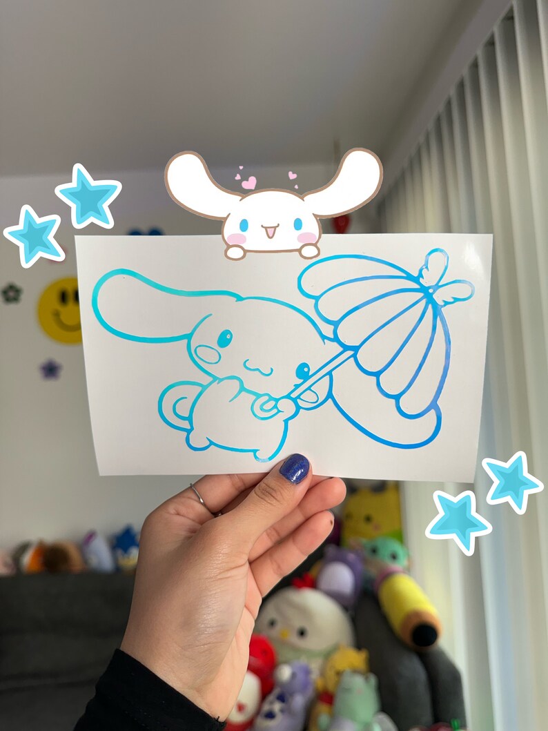 Cinnamoroll Kawaii Umbrella Vinyl Decal Cute Car Sticker Cute Bumper Sticker Cute Car ...