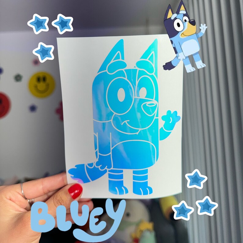Bluey Vinyl Holo Decal Bluey Vinyl Decal Bluey Car Decal Cute Car ...