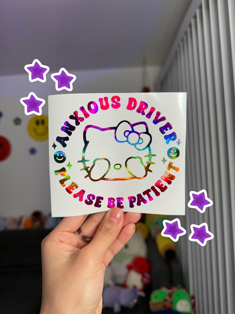 Hello Kitty Anxious Driver Decal Cute Car Sticker Cute Bumper Sticker ...