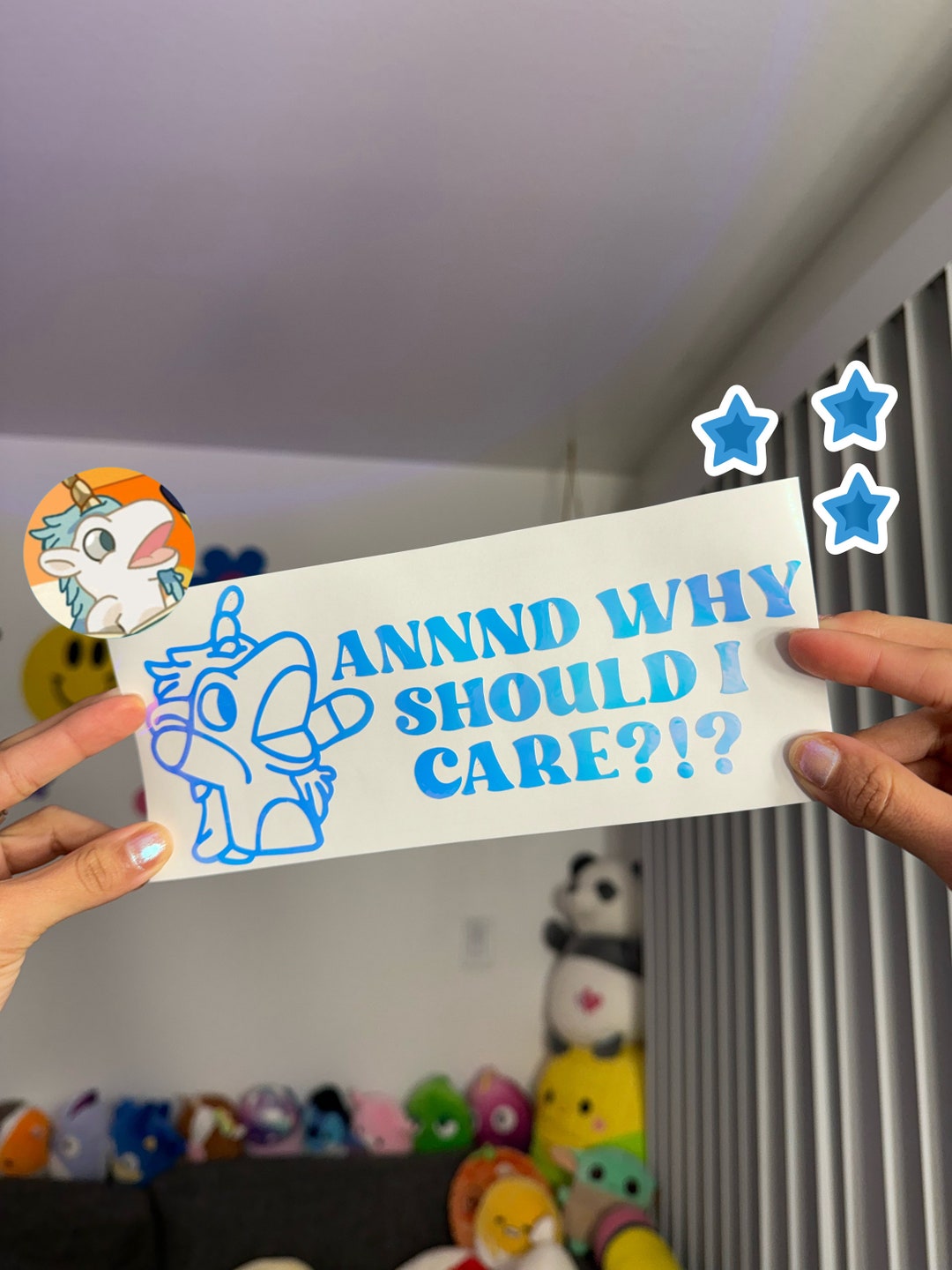 Bluey Unicorse and Why Should I Care Decal Bluey Vinyl Decal Cute Car ...