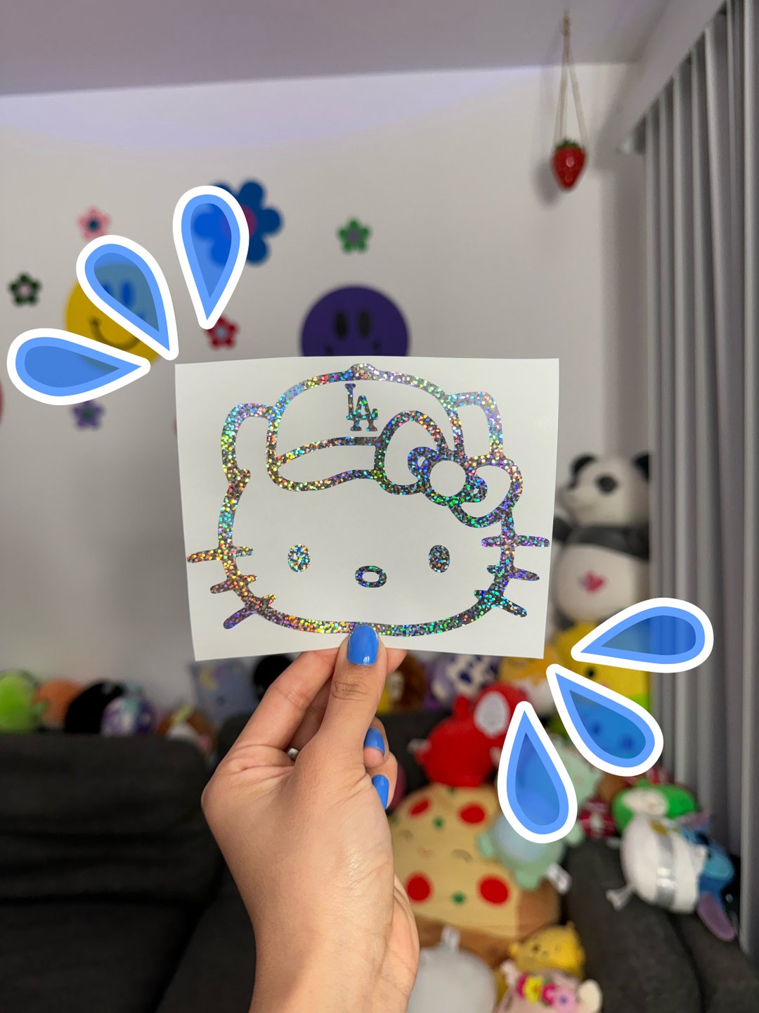 Hello Kitty LA Dodgers Hat Vinyl Decal Hello Kitty Los Angeles Dodgers ...