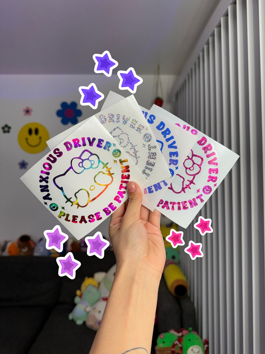 Hello Kitty Anxious Driver Decal Cute Car Sticker Cute Bumper Sticker ...