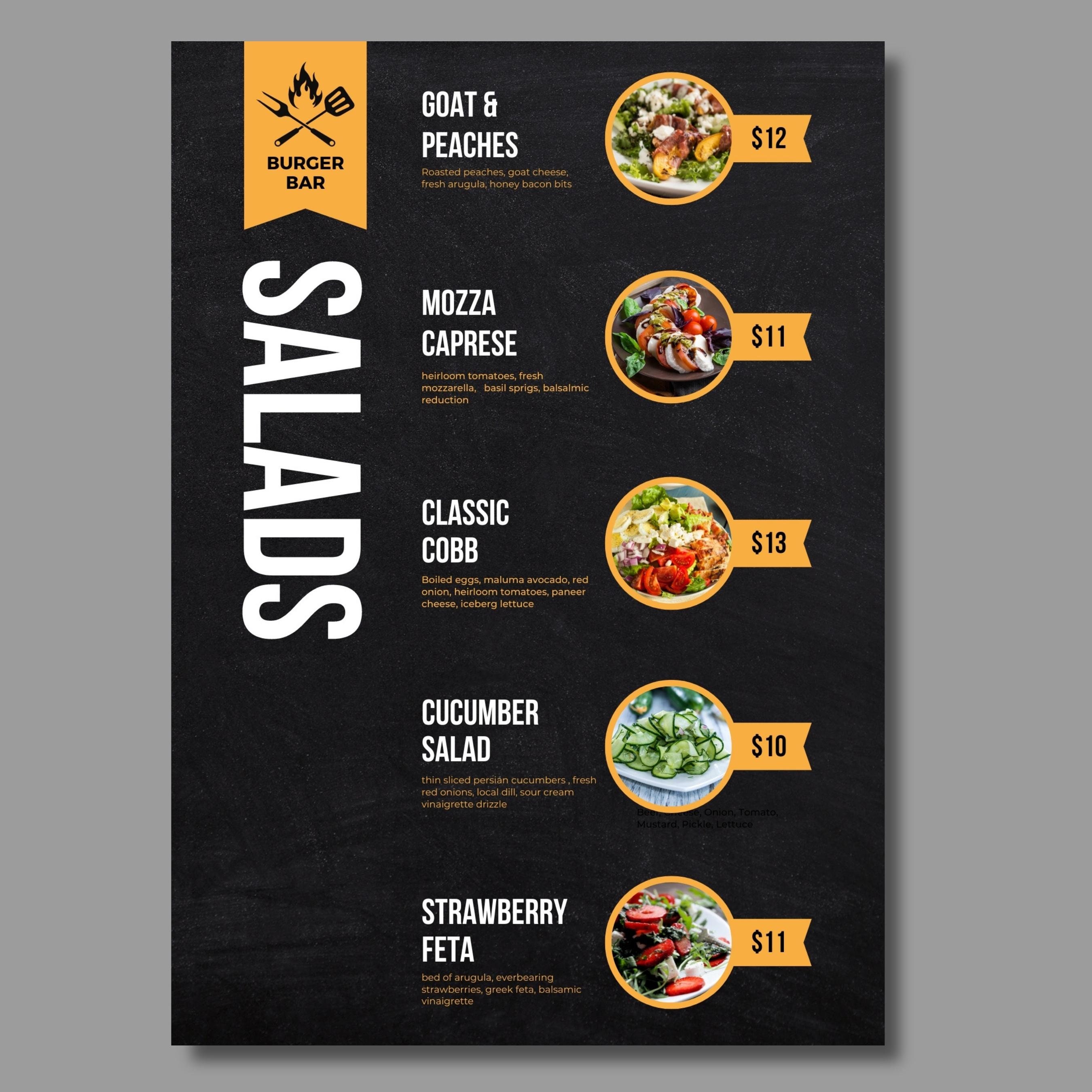 Burger Restaurant Menu Template Downloadable Menu - Etsy