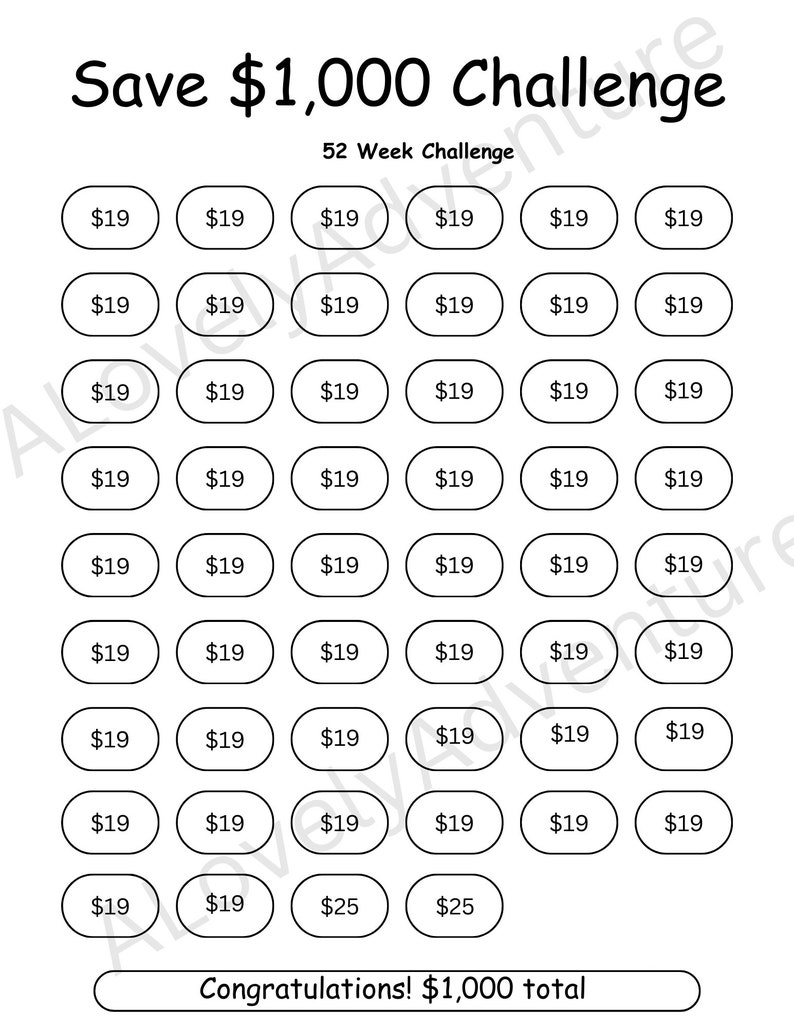 Savings Challenge- 3 Different Amounts - Etsy