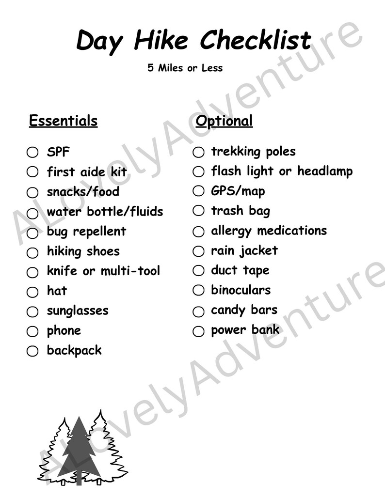 52 Week Challenge ︱ Day Hike Checklist - Etsy