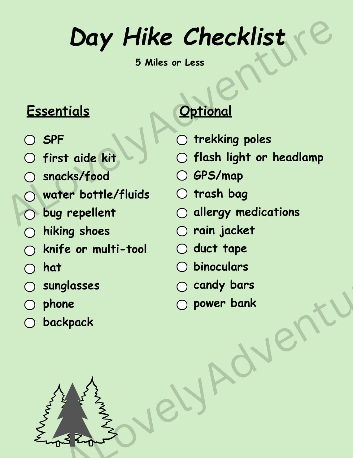 52 Week Challenge ︱ Day Hike Checklist - Etsy