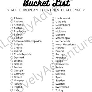 European Countries Challenge | Bucket List - Etsy