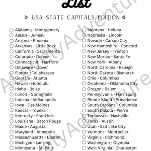 USA Capitals Checklist - Etsy