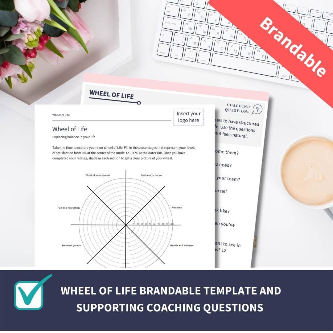 Wheel of Life Brandable Exercise + Coaching Questions. Life Coaching ...