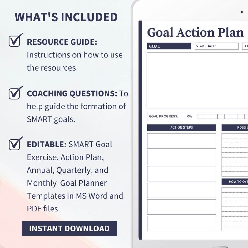 Goal Planner BUNDLE, SMART Goal Setting Templates, Annual, Quarterly ...