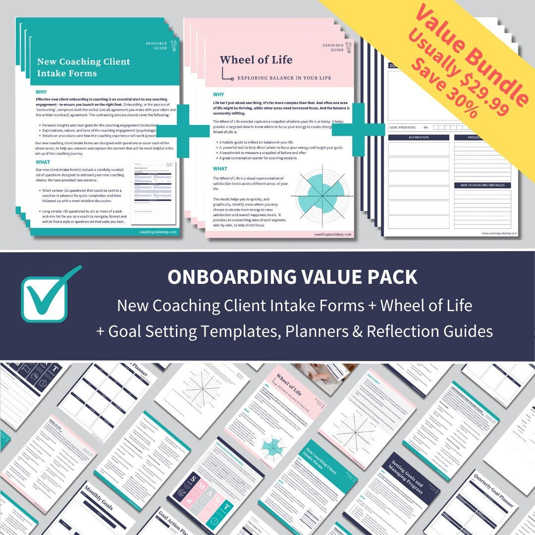 Onboarding Value Pack: New Client Intake Forms + Wheel of Life + Goals ...