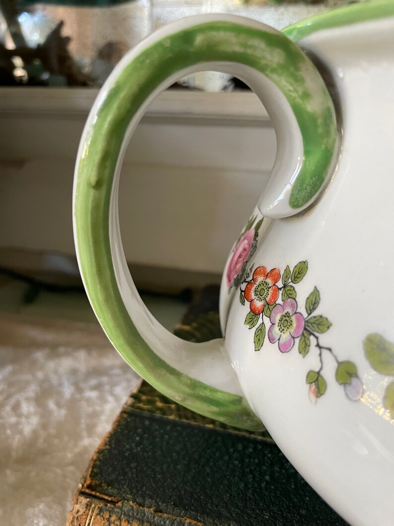 Wood & Sons Chamber Pot Green Painted Trim Polychrome - Etsy