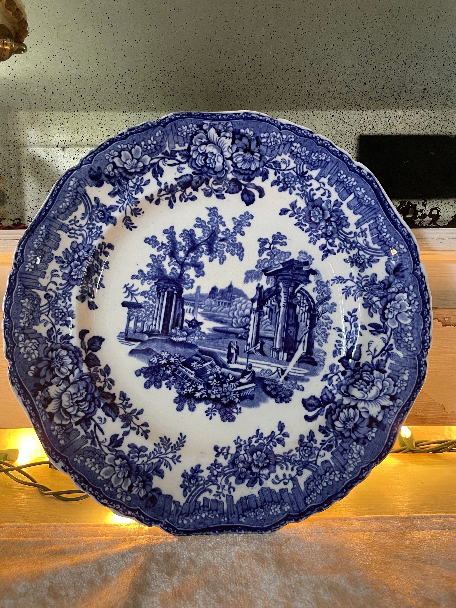 19th Century Flow Blue Transferware Plate: English Floral Cottagecore ...