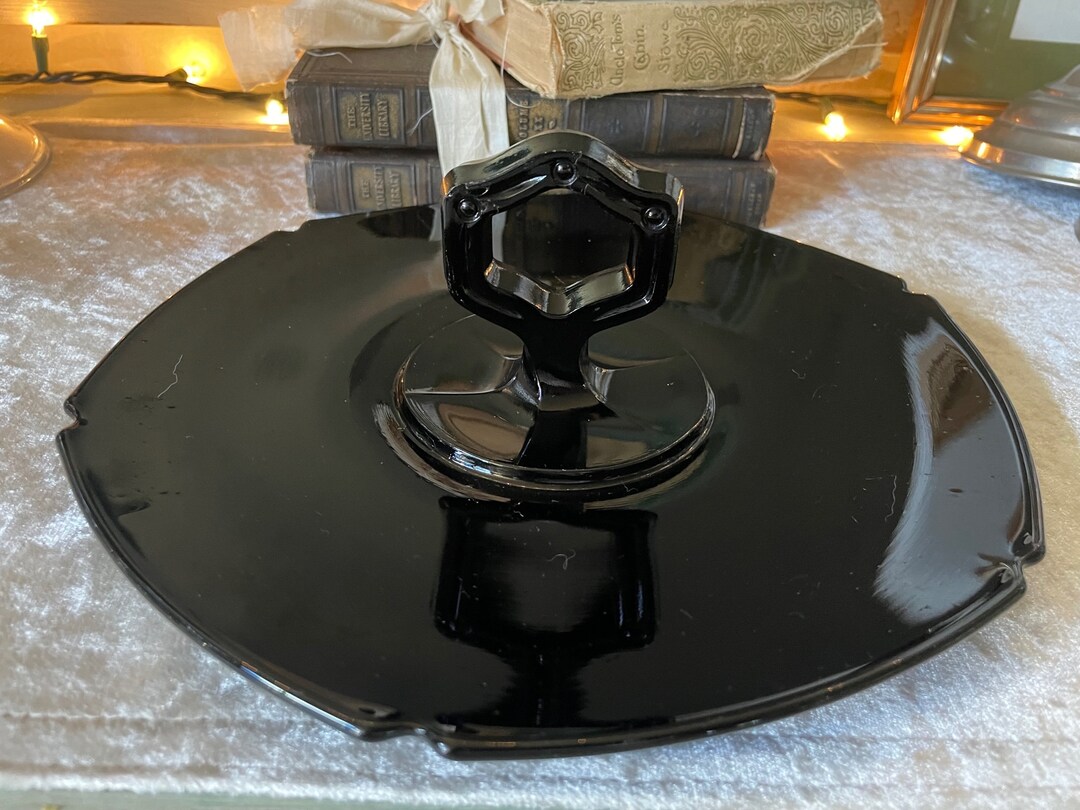 Beautiful Vintage Black Amethyst Depression Glass Handled Dessert or ...